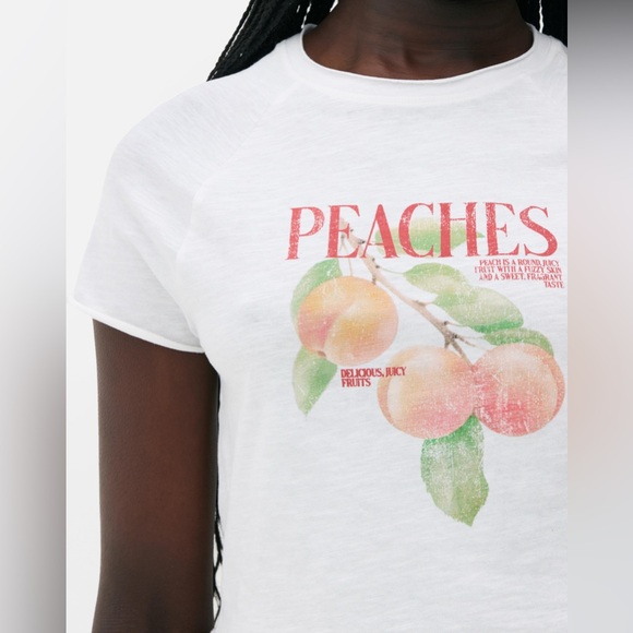 Primark | Tops | Primark Rita Ora White Peaches Tee | Poshmark